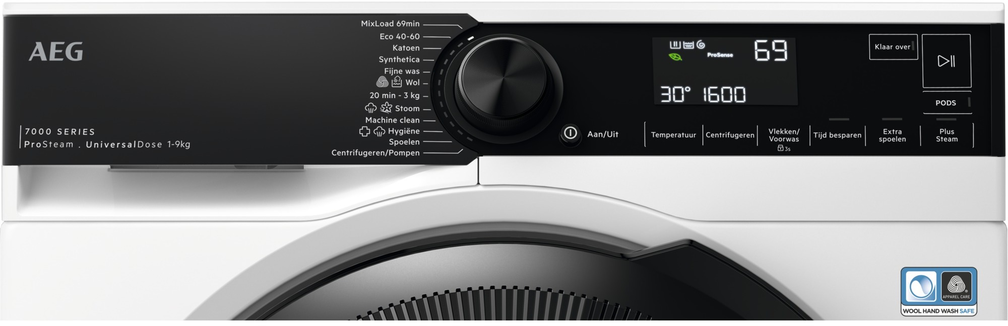 AEG LR7696UD4 wasmachine, 9 kg. en 1600 toeren