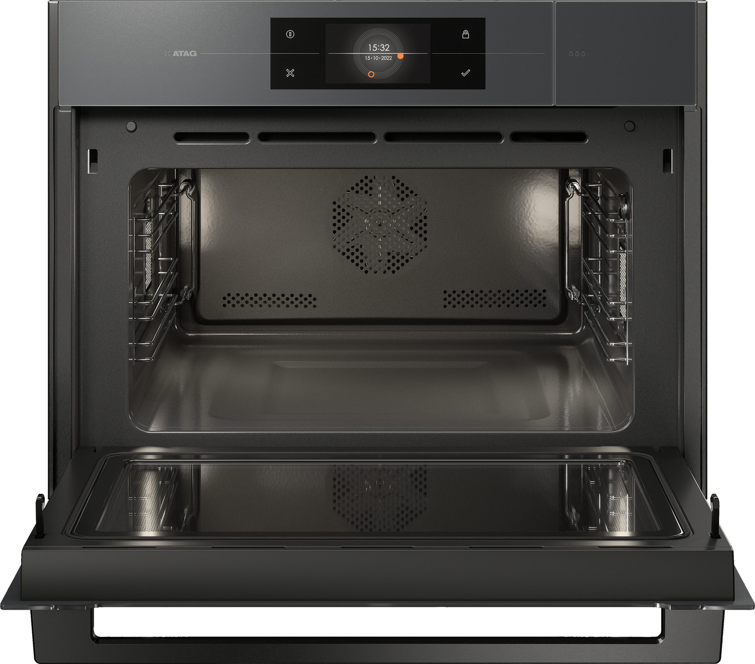 Atag CSX4685M combi-stoomoven met magnetron grijs glas