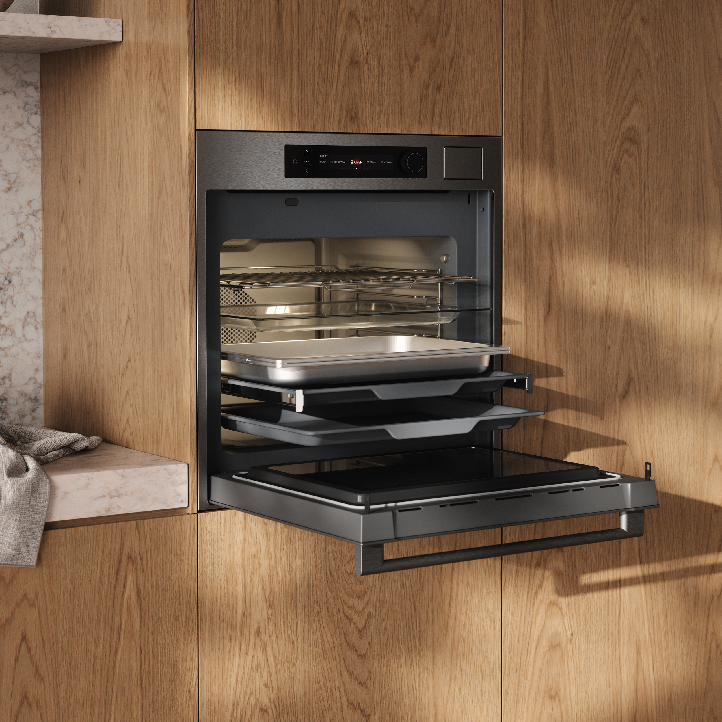 Atag CSX8612D combi-stoomoven met magnetron blacksteel