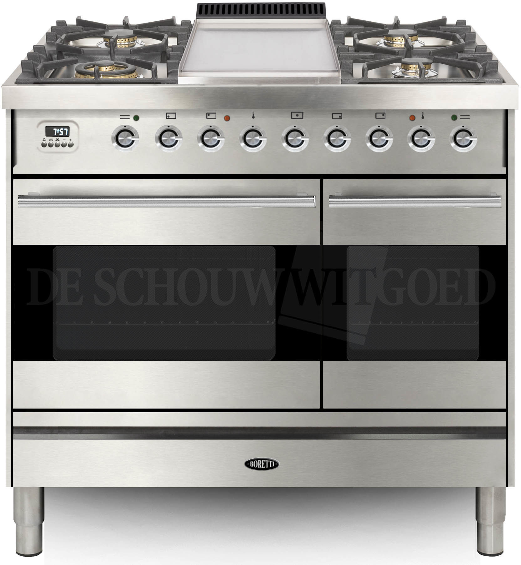 Boretti VFPS94IXG gas fornuis - rvs met gasoven