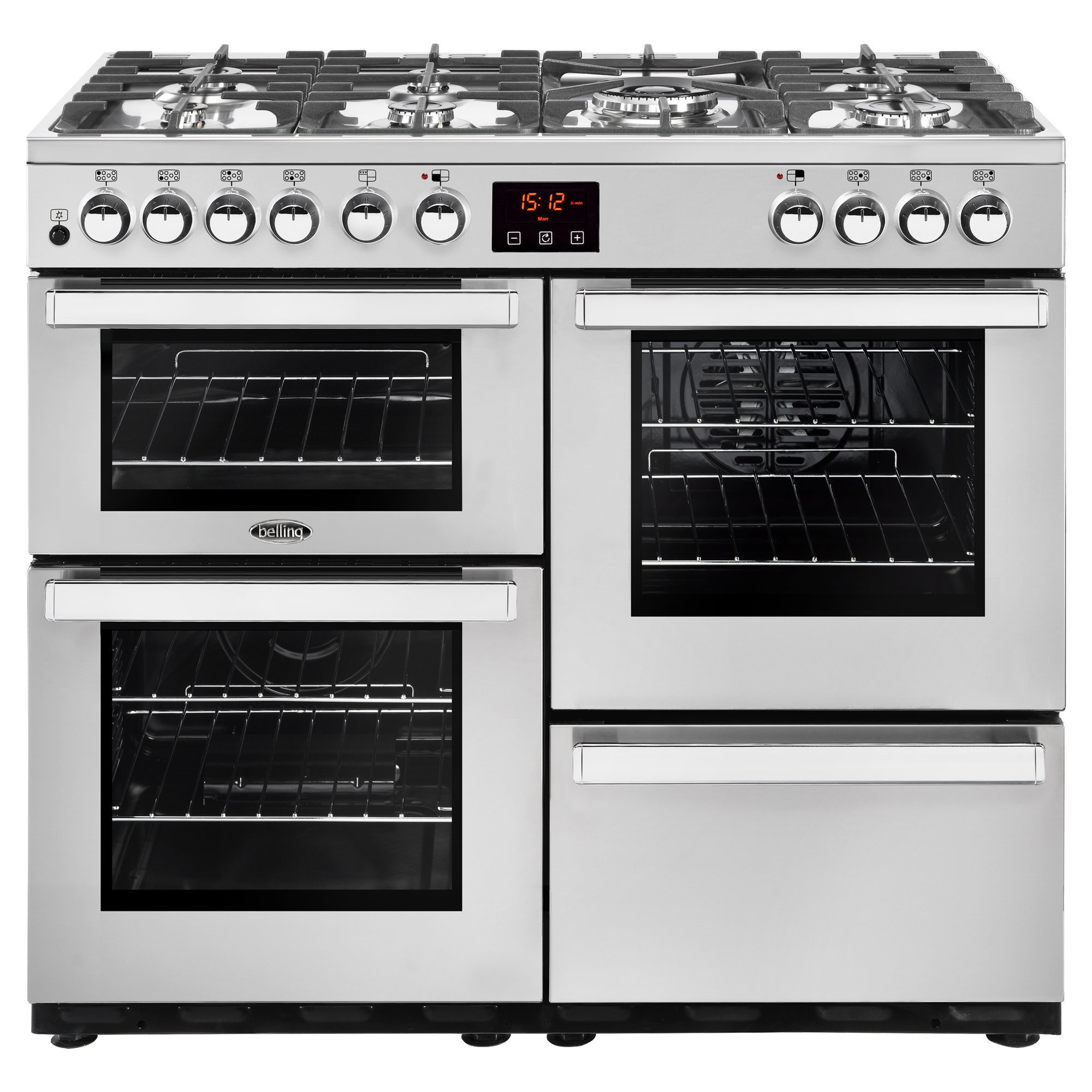 Belling Cookcentre 100 DFT prof.rvs gas fornuis - rvs