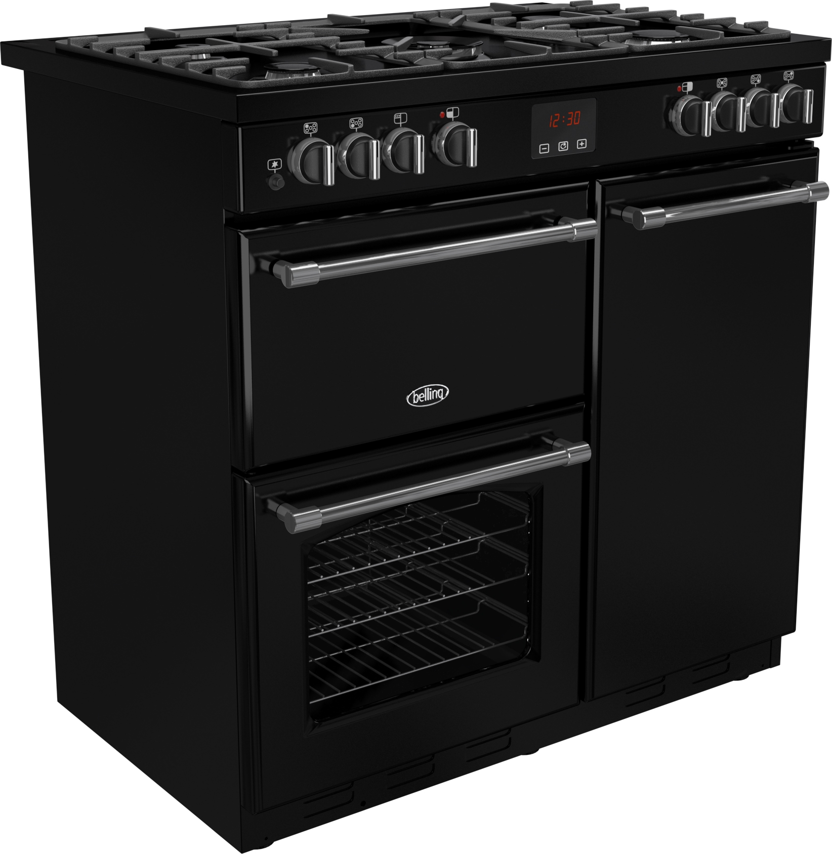 Belling Farmhouse 90 DFT Zwart gas fornuis - zwart